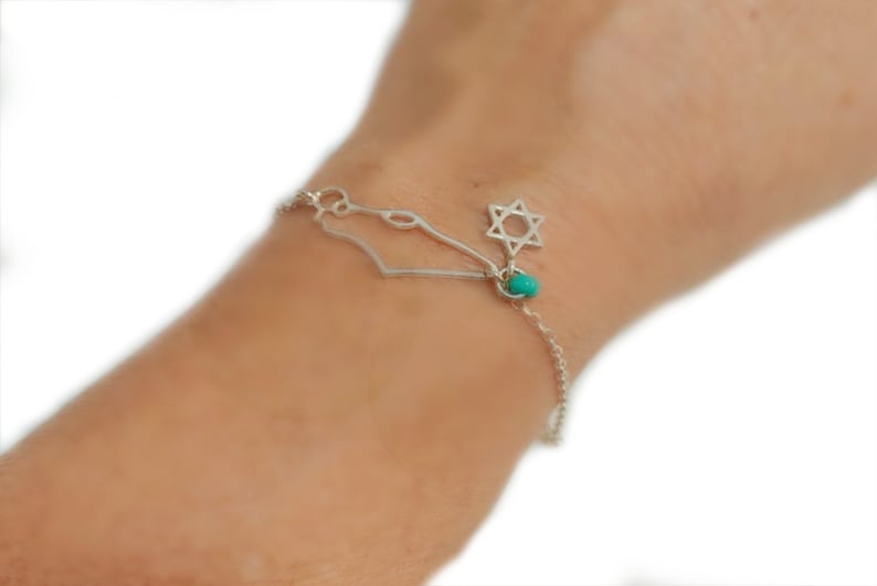 Israel Map Star of David Bracelet, Israel Map Magen David Pendant, Silver Map of Israel Jewelry ...