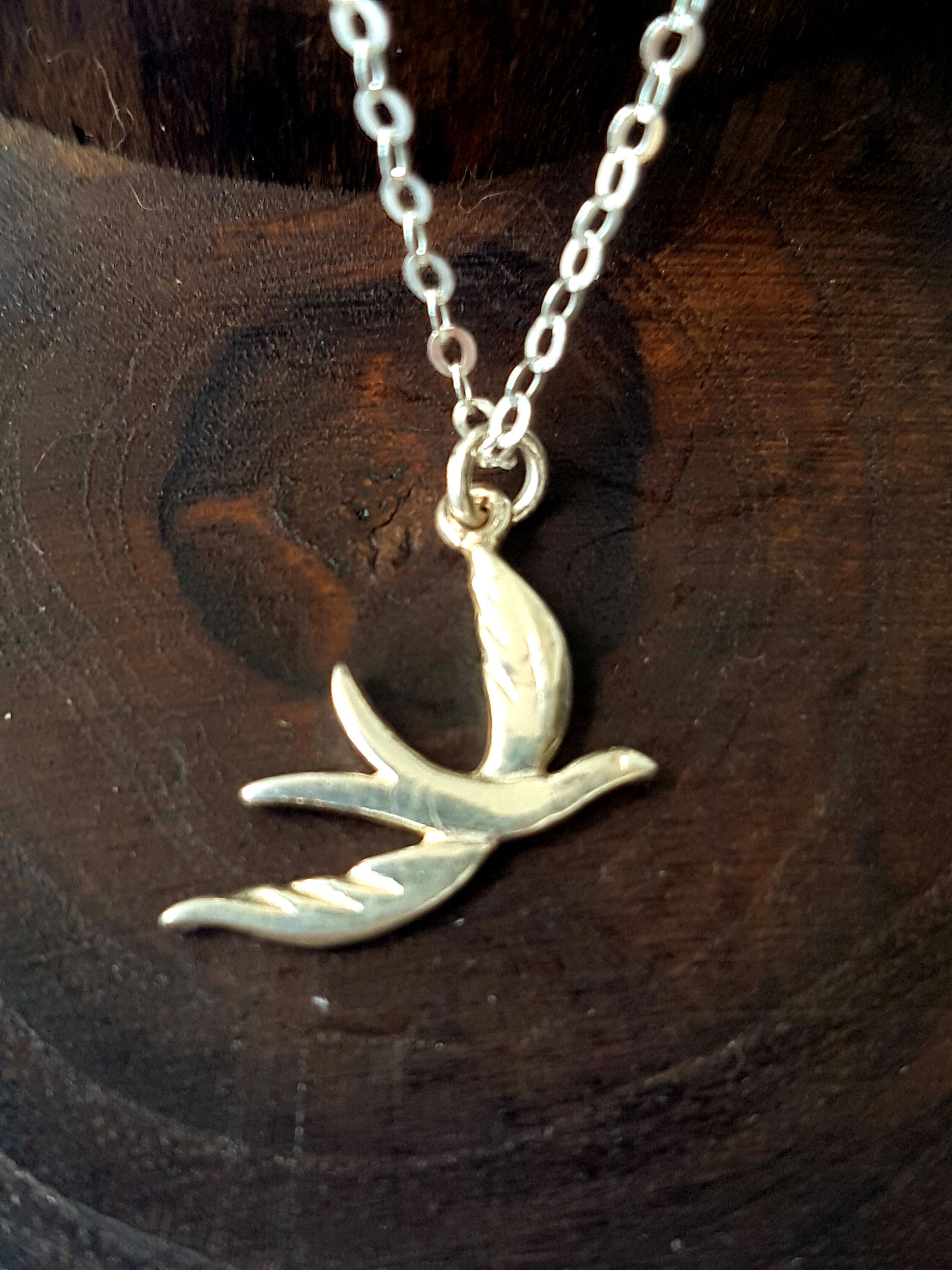Small Bird Necklace for Women, Sterling Silver Charm, Dainty Jewelry ...