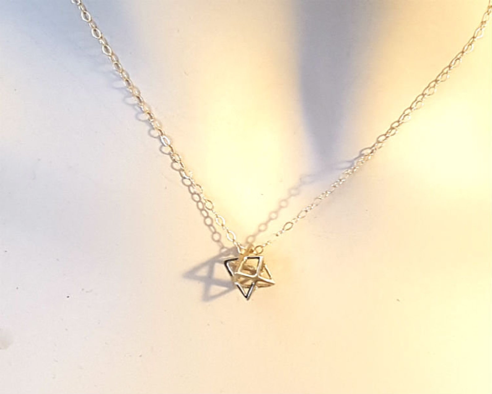 Merkaba Necklace Sterling Silver 3D Star of David Sacred - Etsy