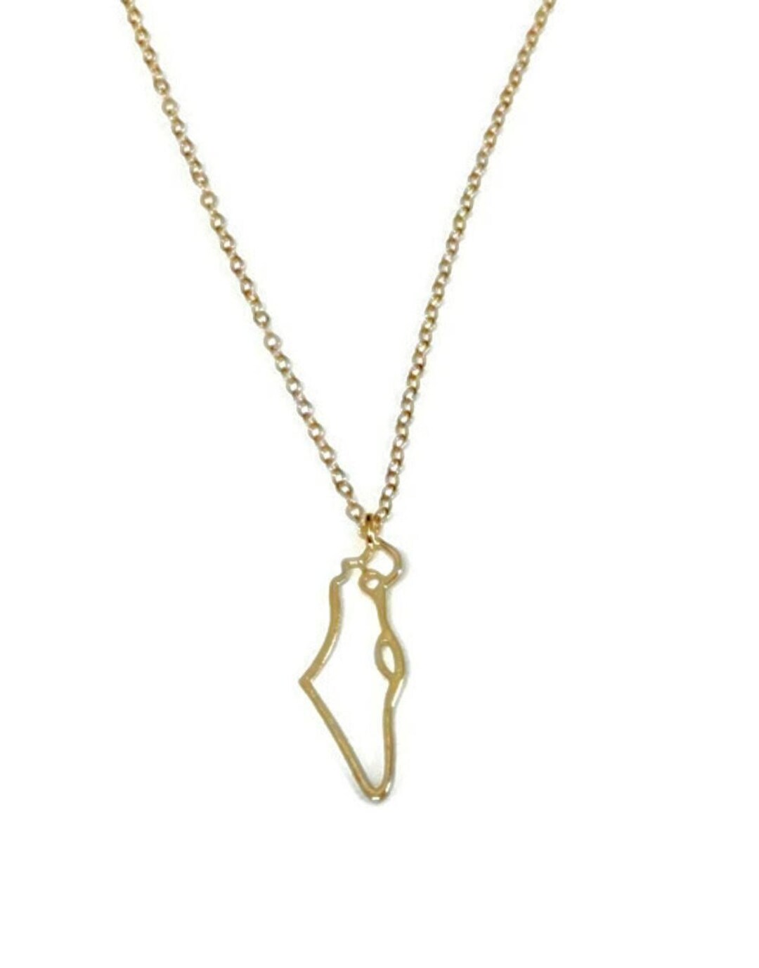 Map of Israel Necklace, Outline Delicate Charm Pendant, Jewish Charm ...