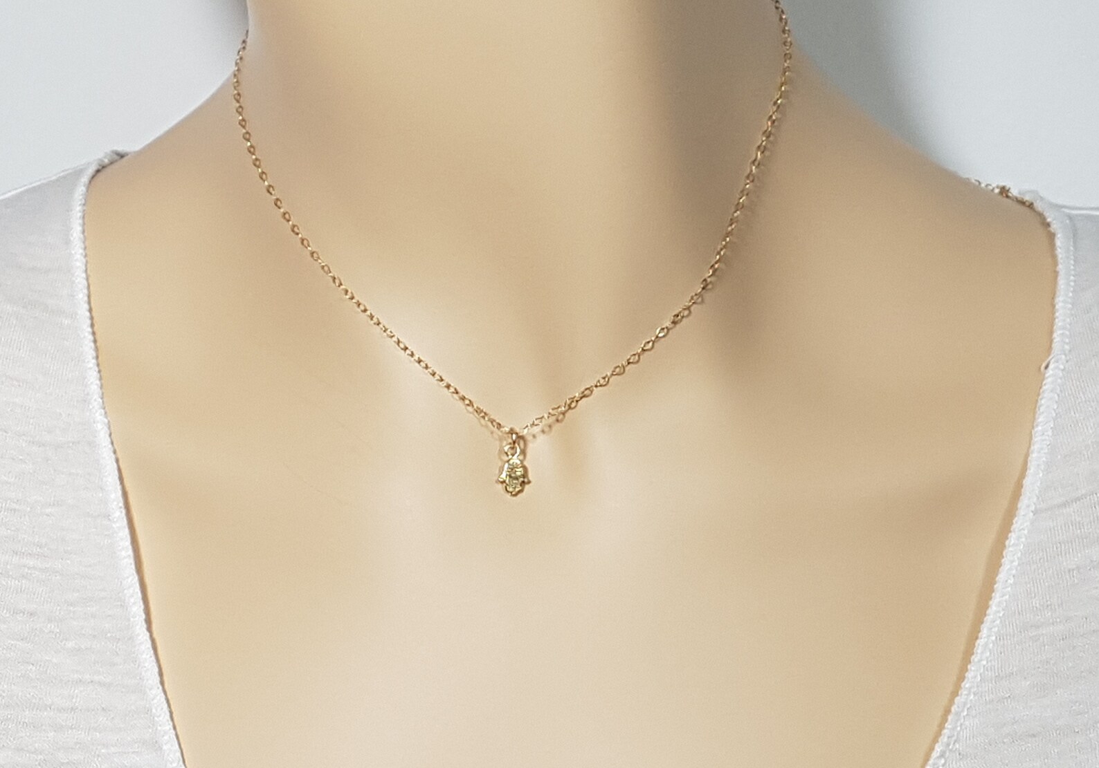 Tiny Hamsa Hand Necklace Gold Charm Khamsa Hand Charm - Etsy