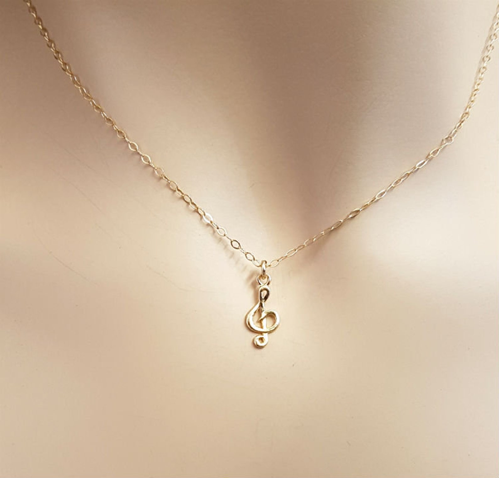 Tiny Music Note Gold Necklace Jewelry, Key Sol Charm , Music Jewelry ...