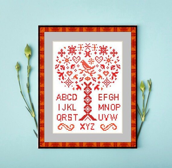 Vintage Tree Sampler Cross Stitch Pattern Modern Printable | Etsy