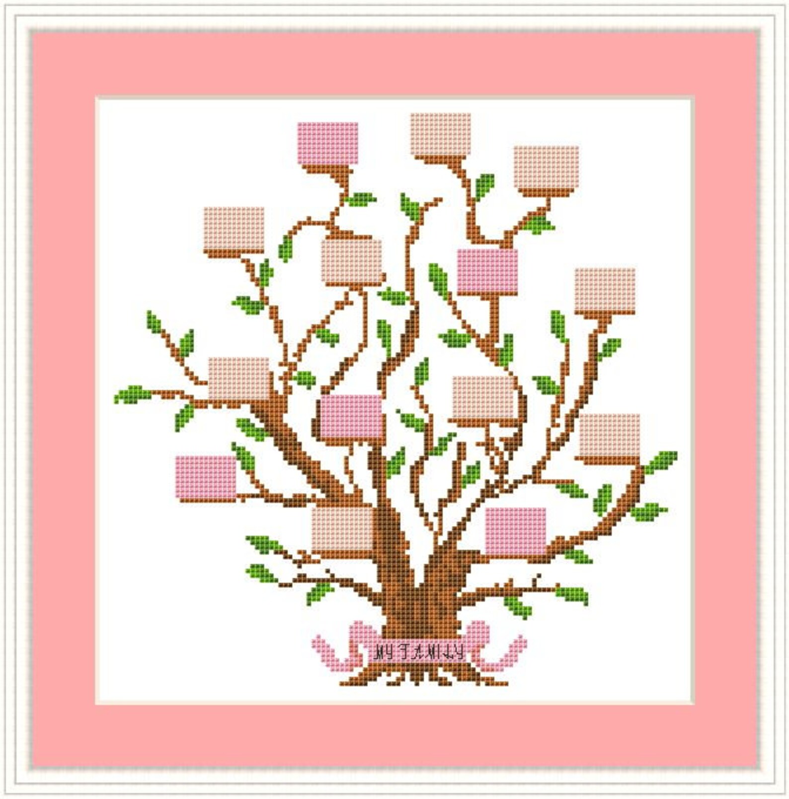Family Tree Cross Stitch Pattern PDF, Modern Printable Pattern, Instant ...