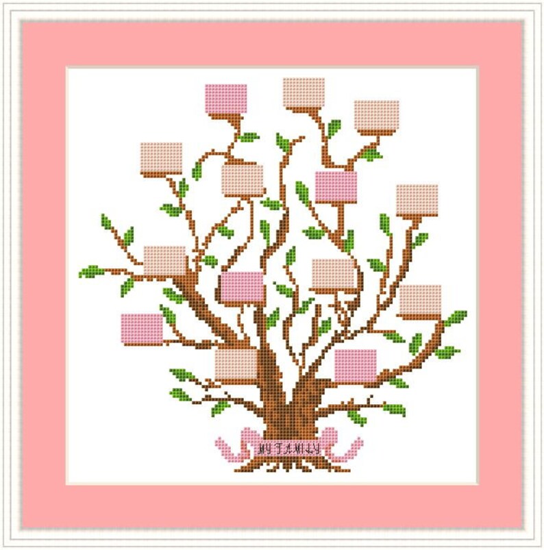 Family Tree Cross Stitch Pattern PDF Modern Printable - Etsy