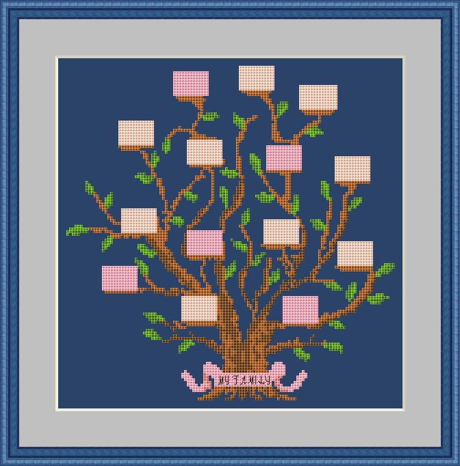 Family Tree Cross Stitch Pattern PDF, Modern Printable Pattern, Instant ...