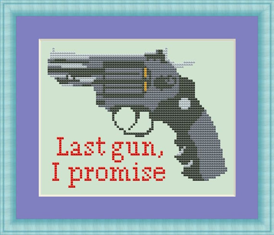 Cross Stitch Pattern Gun With Funny Quote PDF Printable - Etsy