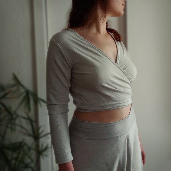Grey Wrap Top - Etsy