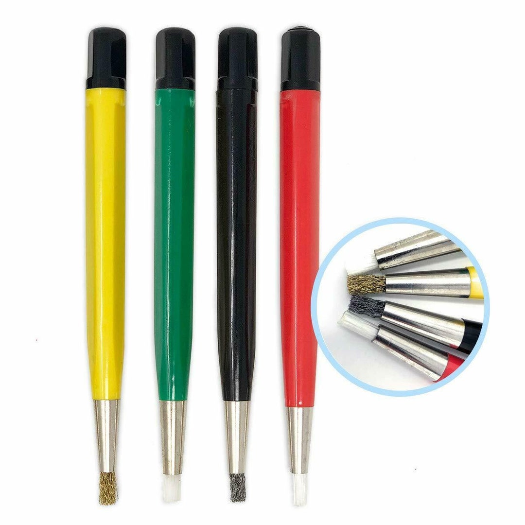 Set X 4 Brass Steel Fiberglass and Nylon Scratch Brush Pen Pencil ...