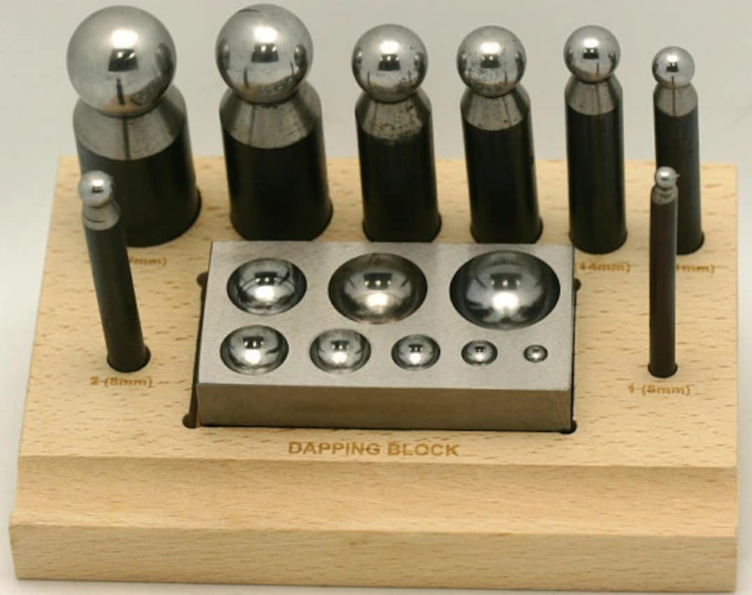 Doming / Dapping Set 9 Piece 8 Dapping Punches & Dapping Block Hardened ...
