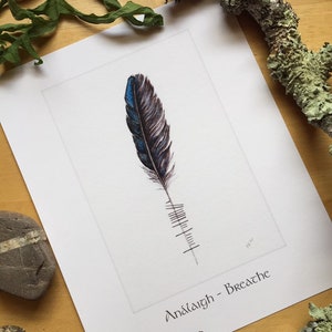 Breathe: Raven Feather With Ogham Writing - Análaigh - Gaelic - Celtic ...