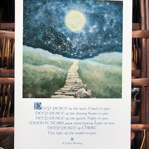 Gaelic Blessing Fine Art Print - Scotland, Night Sky, Moon, Irish Verse ...