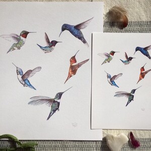 Heart of Hummingbirds Fine Art Print | Etsy