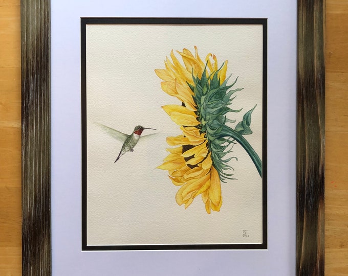 Ruby Sunflower - Original Watercolor Painting - Ruby Throated ...