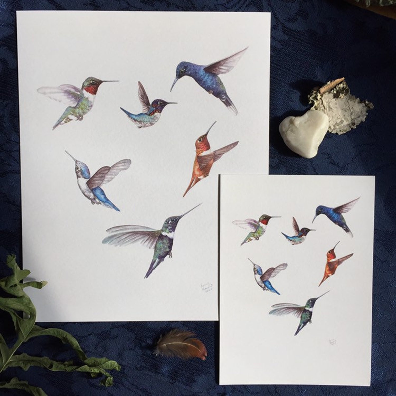 Heart of Hummingbirds Fine Art Print - Etsy