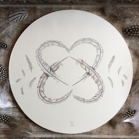 Anam Cara Original Watercolor Celtic Symbol Feather Art | Etsy