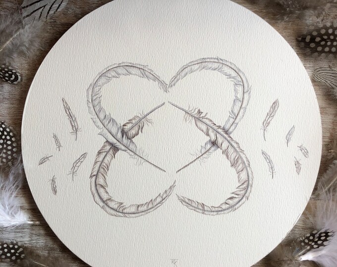 Anam Cara - Original Watercolor - Celtic Symbol, Feather Art, Irish ...