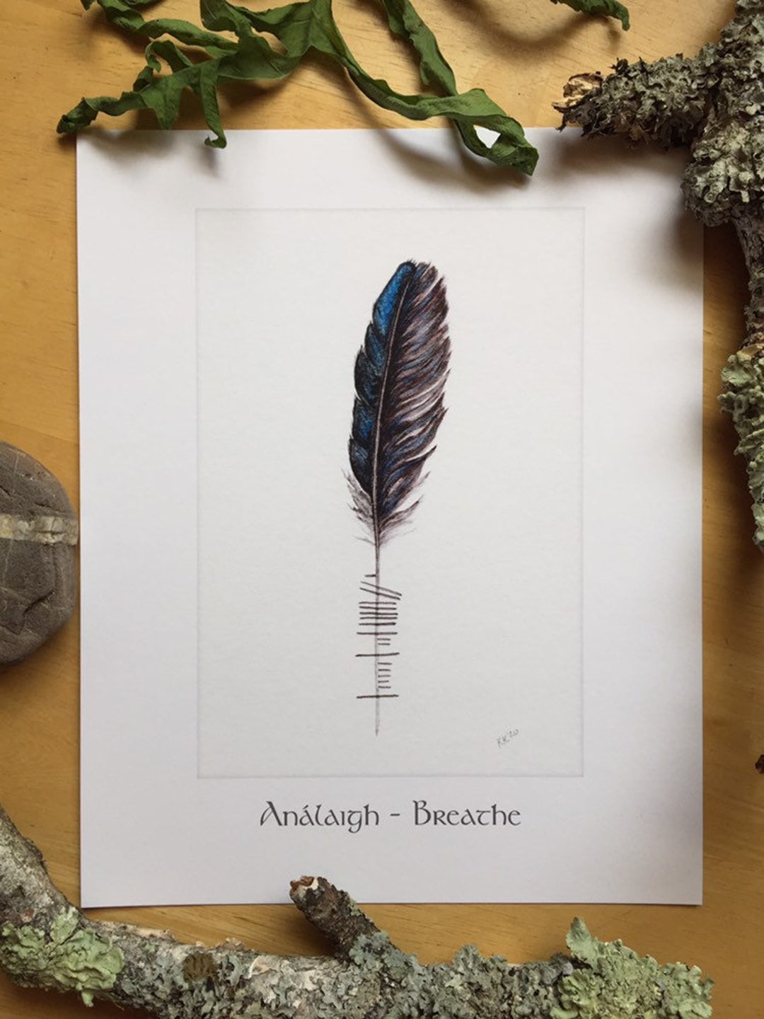 Breathe: Raven Feather With Ogham Writing - Análaigh - Gaelic - Celtic ...