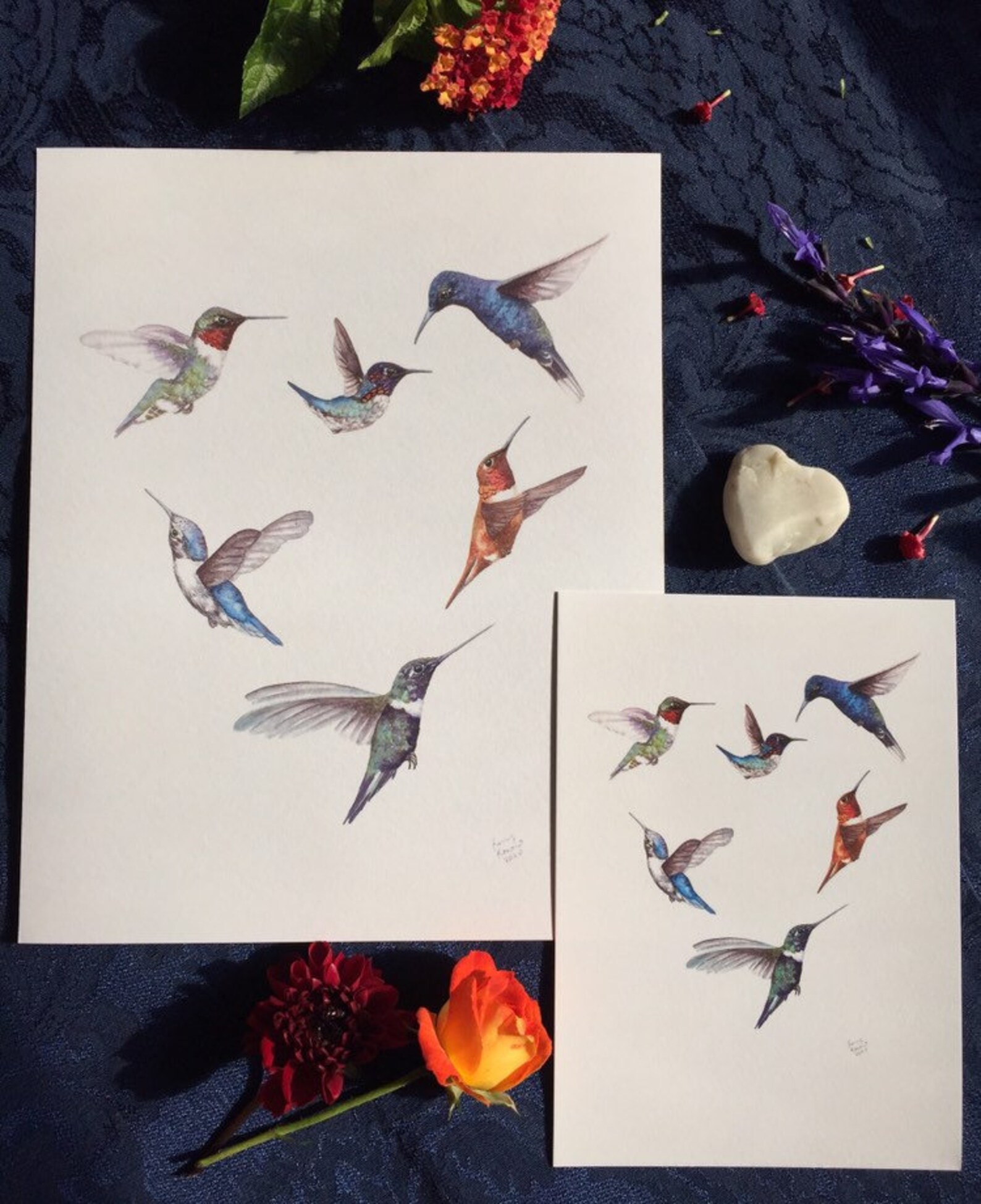 Heart of Hummingbirds Fine Art Print - Etsy