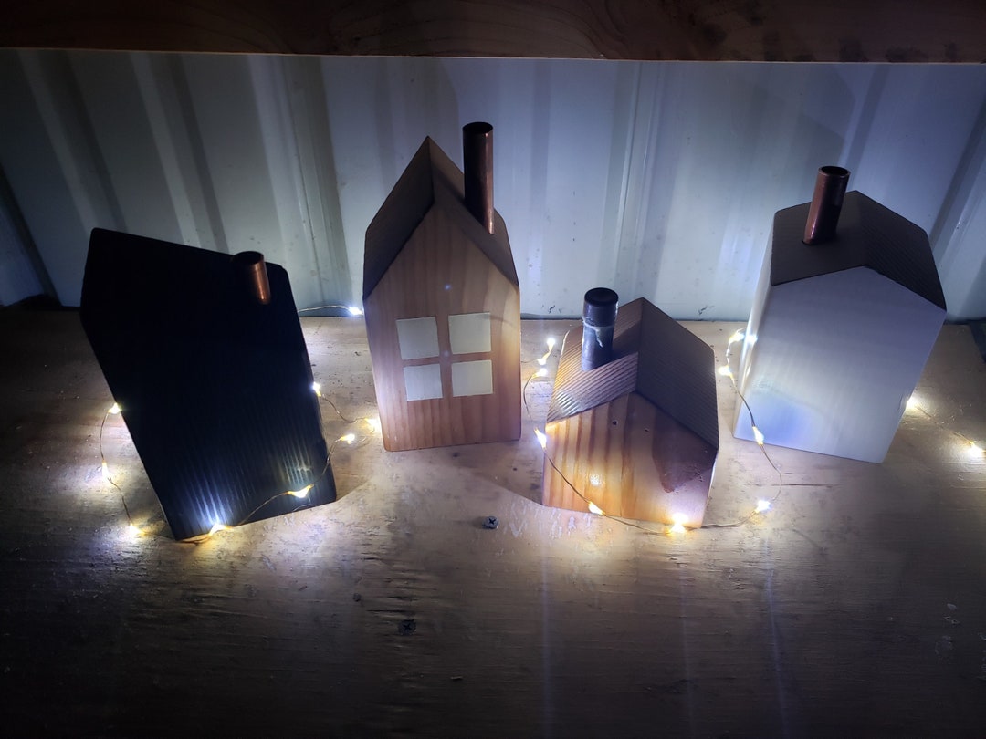 Scrap Wood & Copper Village Homes - Etsy