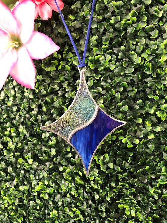 Stained Glass Star Diamond Blue Suncatcher - Etsy