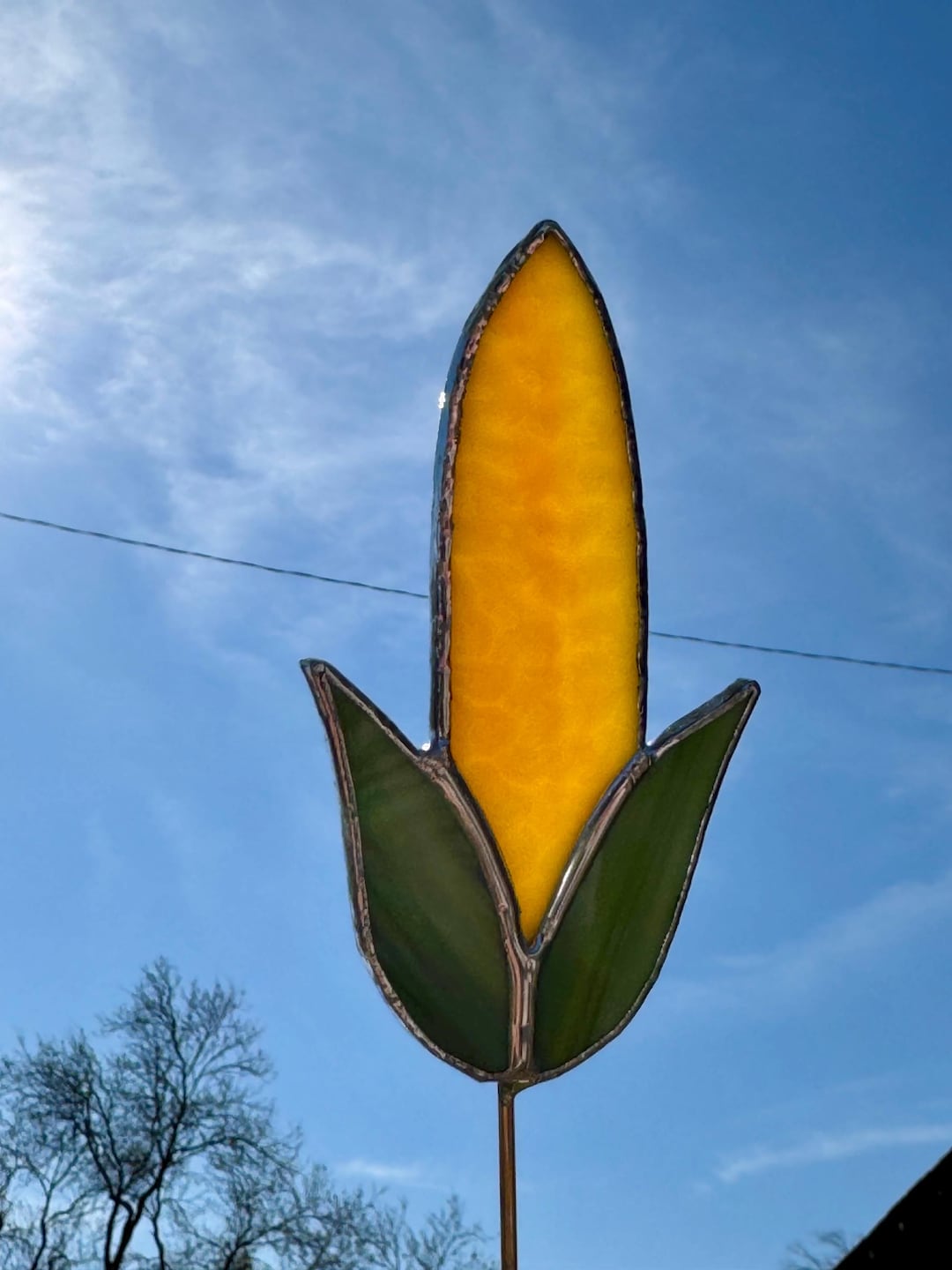 Stained Glass Corn Plant Stake, Garden Marker, Home and Gardening Decor ...