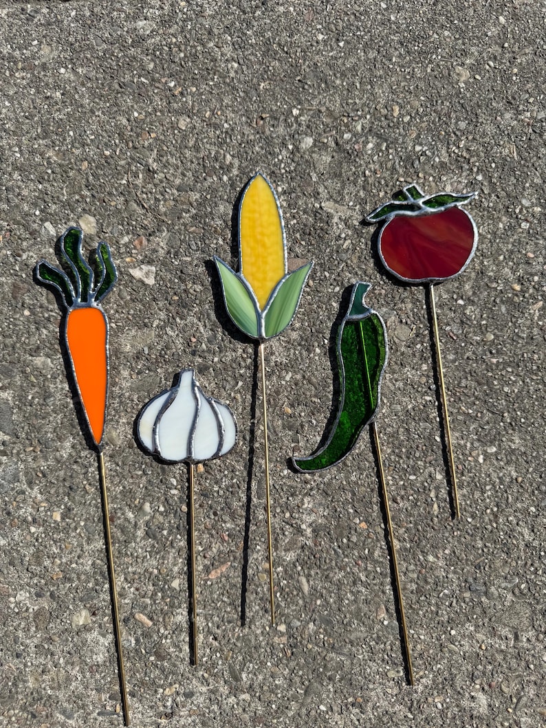 Stained Glass Corn Plant Stake, Garden Marker, Home and Gardening Decor ...