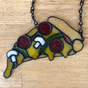 Pizza Slice Stained Glass Suncatcher, Food Lover Gift, Quirky Kitchen ...