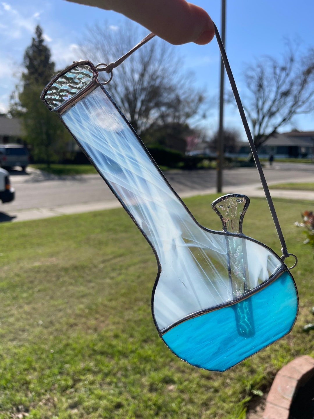 Stained Glass Water Pipe Weed Suncatcher Handmade Art Gift - Etsy