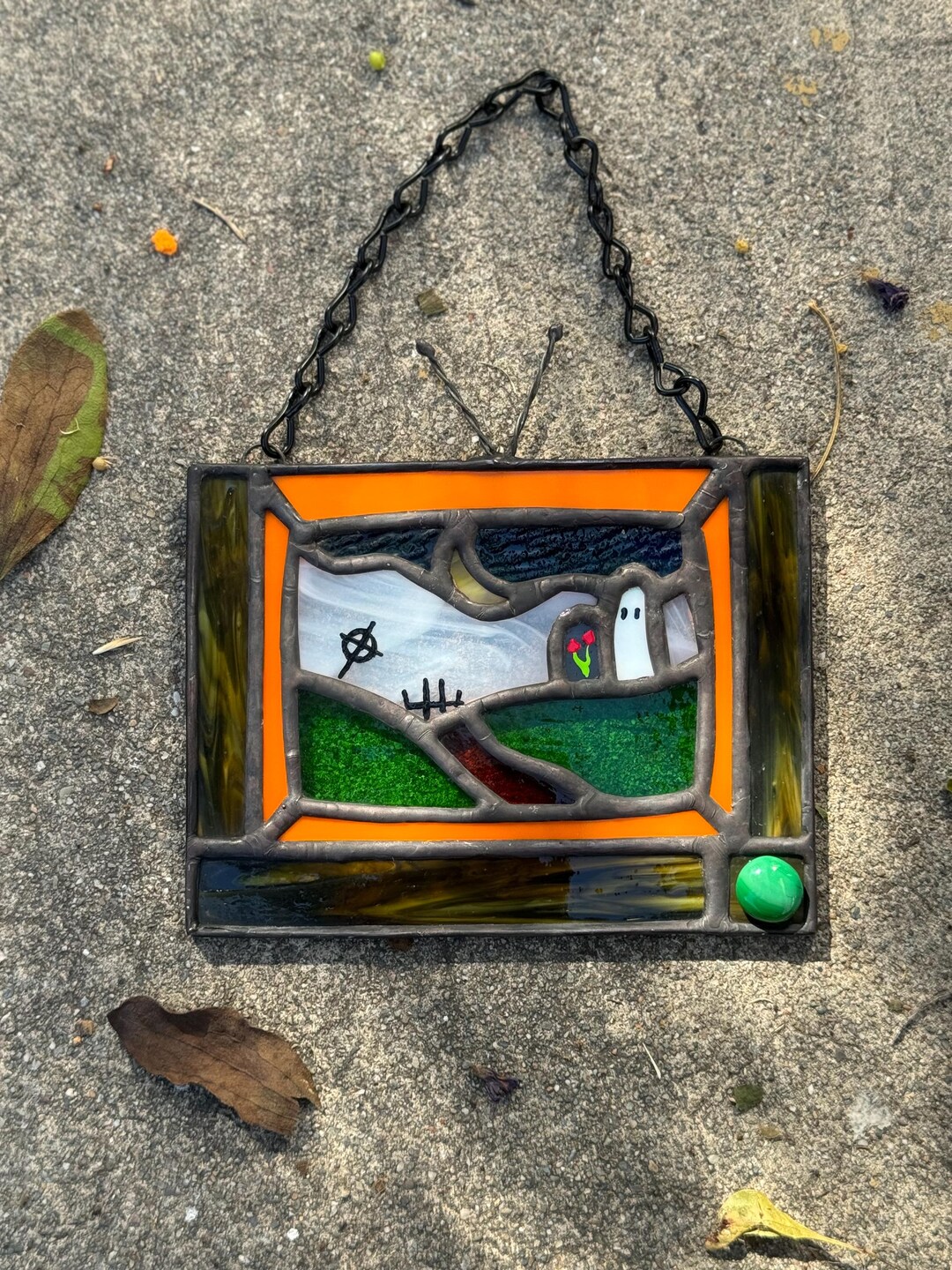 Graveyard Ghost Stained Glass Suncatcher Gift for Halloween Horror Fans ...