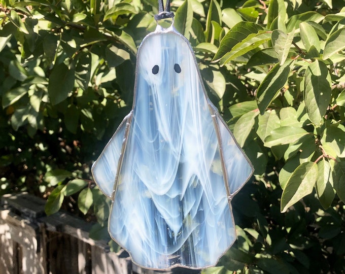 Halloween Ghost Stained Glass Suncatcher Handmade Art Gift Spooky Scary ...