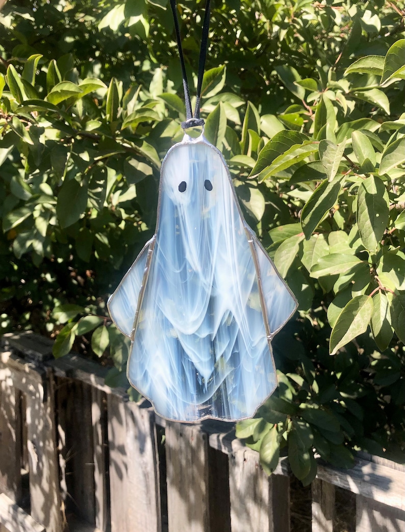 Halloween Ghost Stained Glass Suncatcher, Spooky Window Decor, Handmade ...