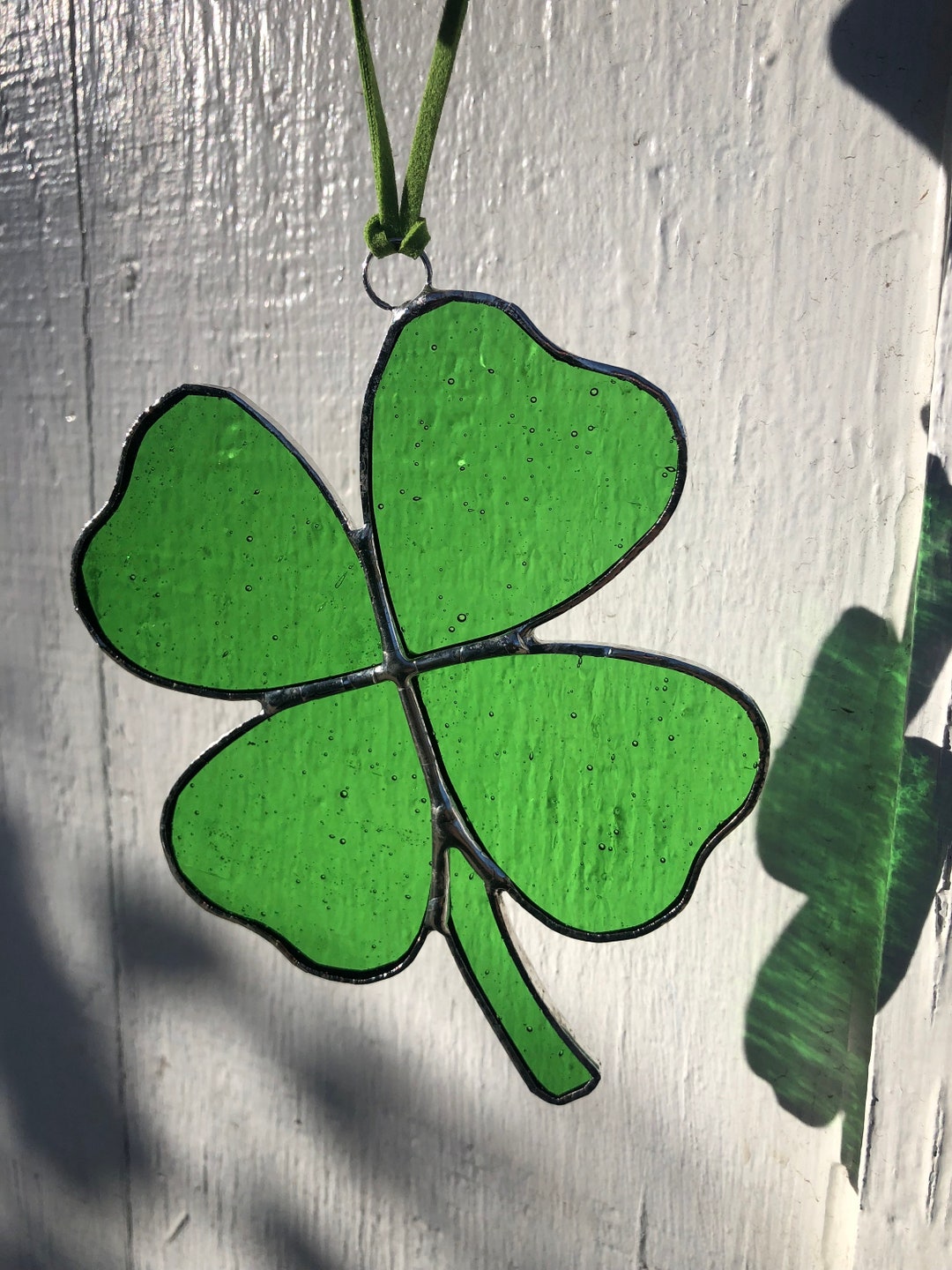 Handmade Stained Glass Shamrock Suncatcher: St Patrick's Day Decor - Etsy