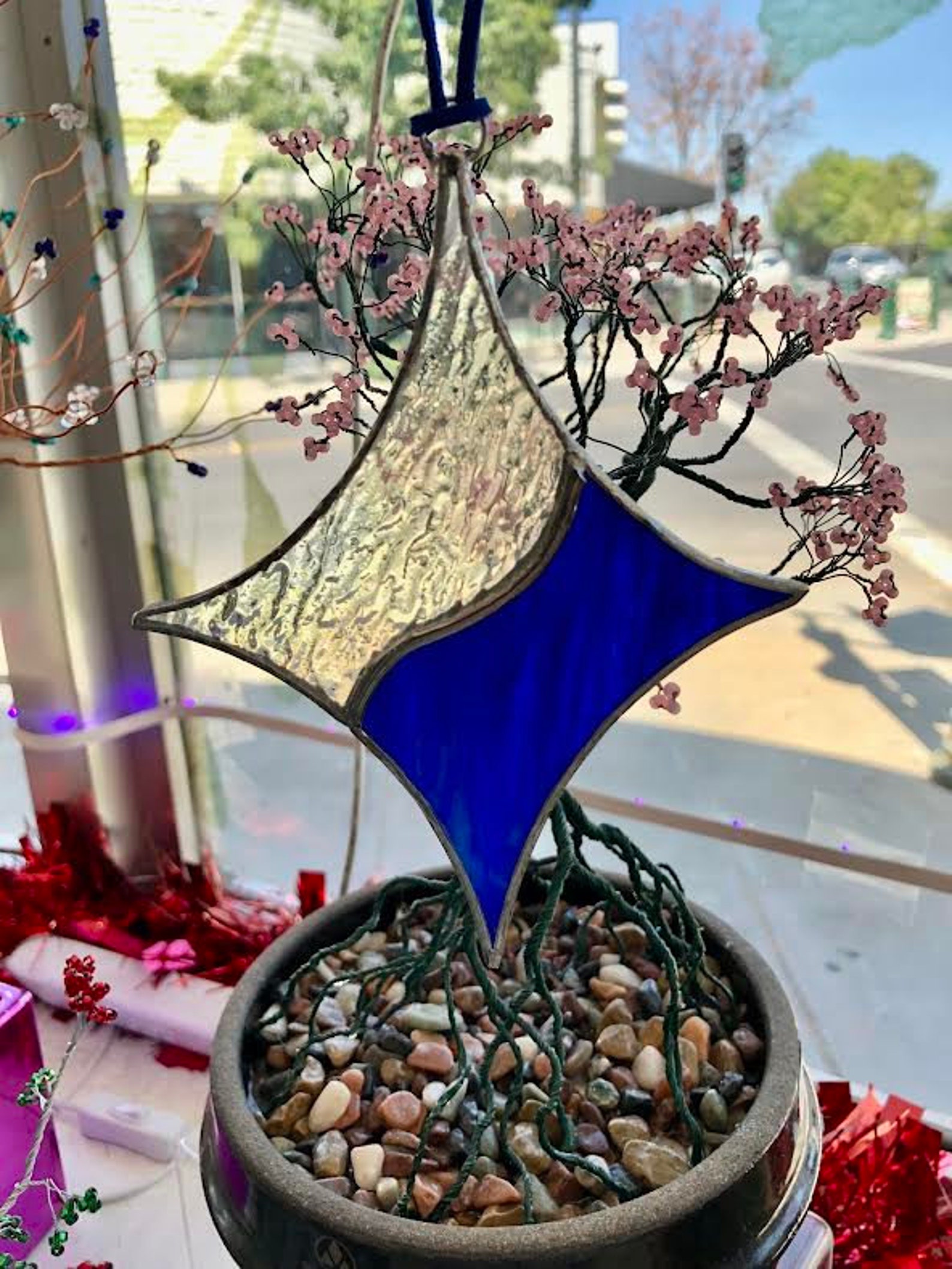Stained Glass Star Diamond Blue Suncatcher - Etsy