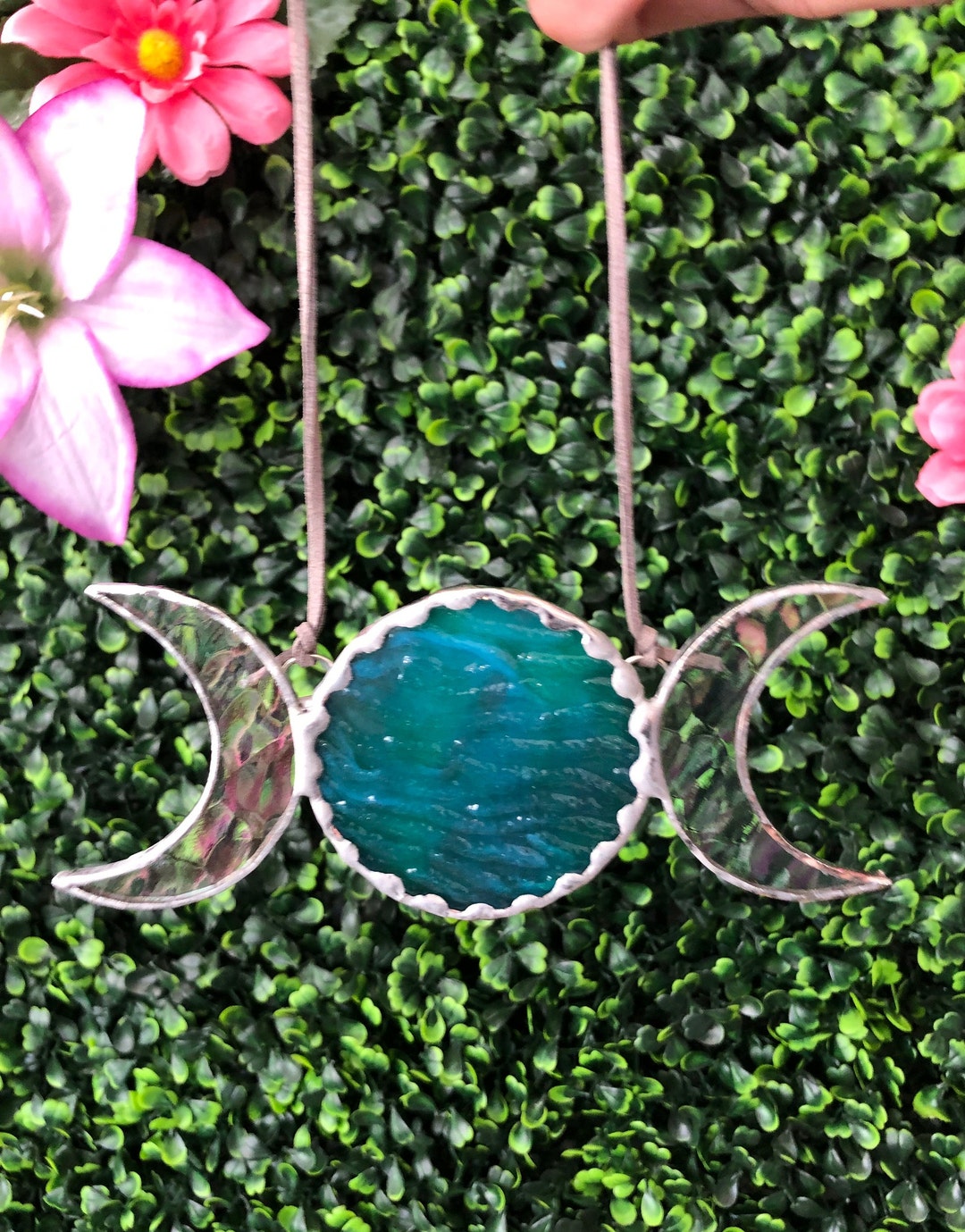 Triple Moon Stained Glass Suncatcher, Witchy Home Decor, Wiccan Window ...