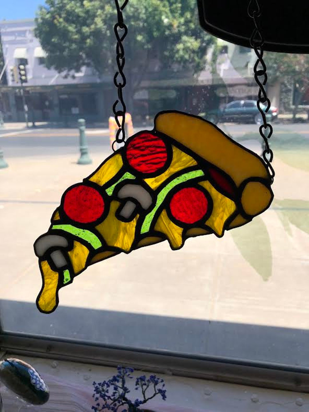 Pizza Slice Stained Glass Suncatcher, Food Lover Gift, Quirky Kitchen ...