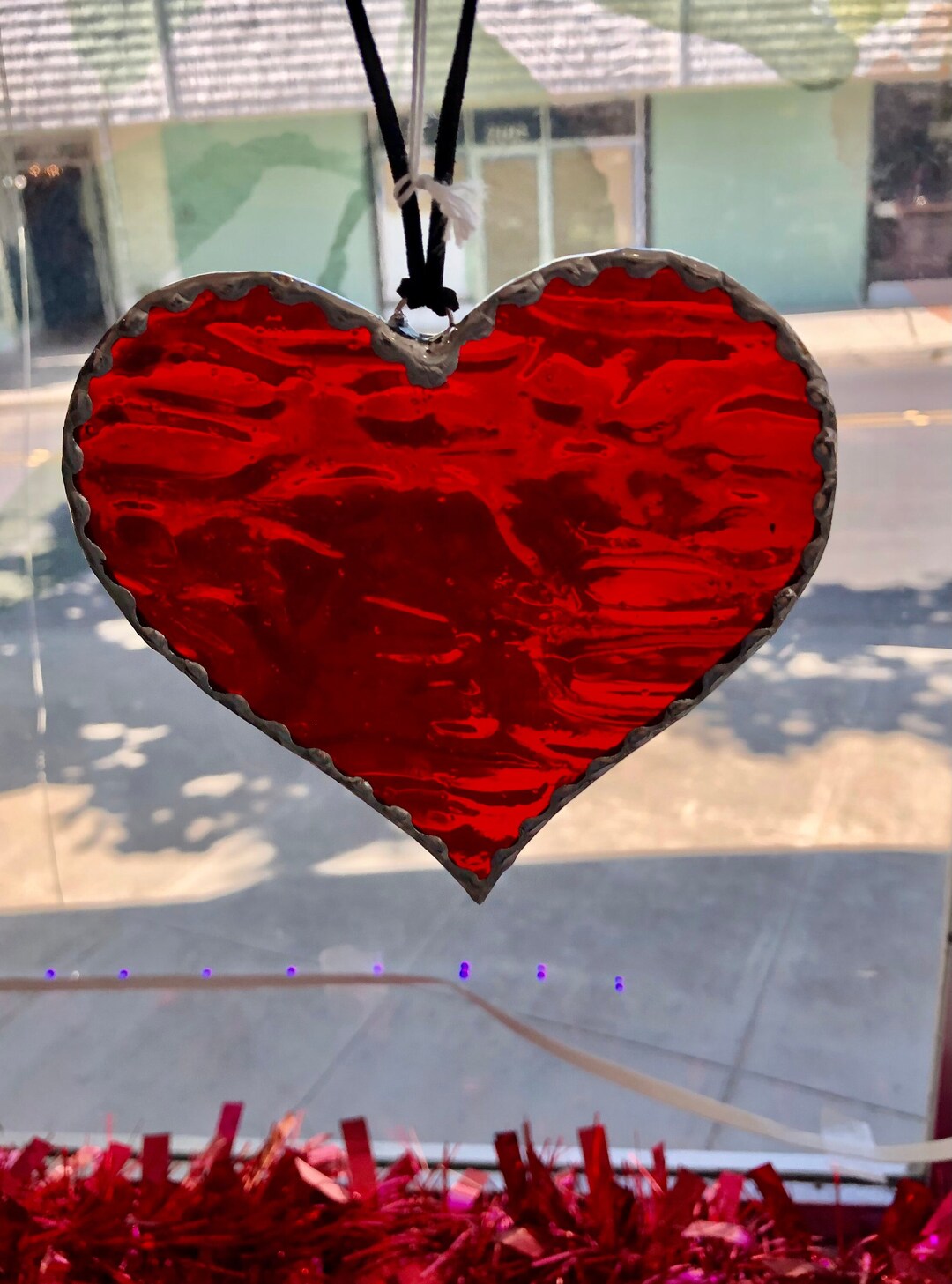 Stained Glass Red Heart Suncatcher Handmade Love Gifts Birthday ...