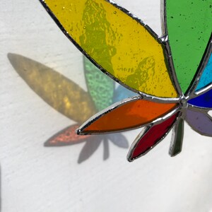 Rainbow Weed Leaf Stained Glass Suncatcher, Cannabis Decor, Stoner ...