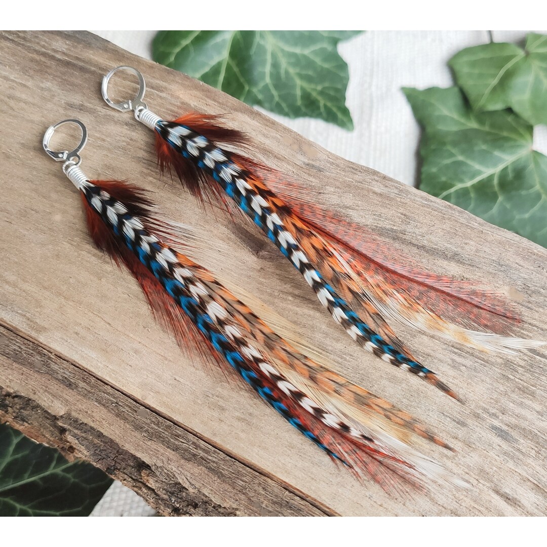 Feather Earrings, Unique Real Feathers Long Quirky Funky Boho Jewelry ...