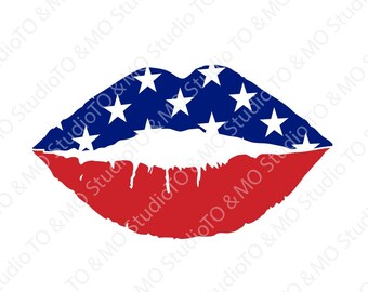 American Flag Lips Svg, Flag Lips Svg, 4th of July Svg, Fourth of July ...