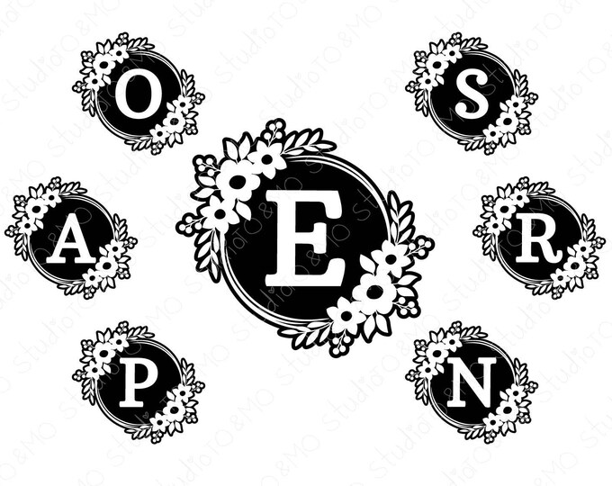 Monogram Svg Monogram Alphabet Svg Monogram Clipart Flower - Etsy