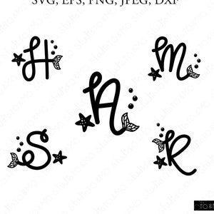 Mermaid Monogram Svg, Mermaid Monogram Alphabet Svg, Mermaid Monogram ...