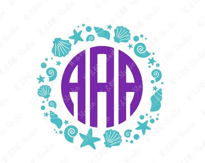Seashell Wreath SVG Seashell Monogram Svg Mermaid Svg - Etsy