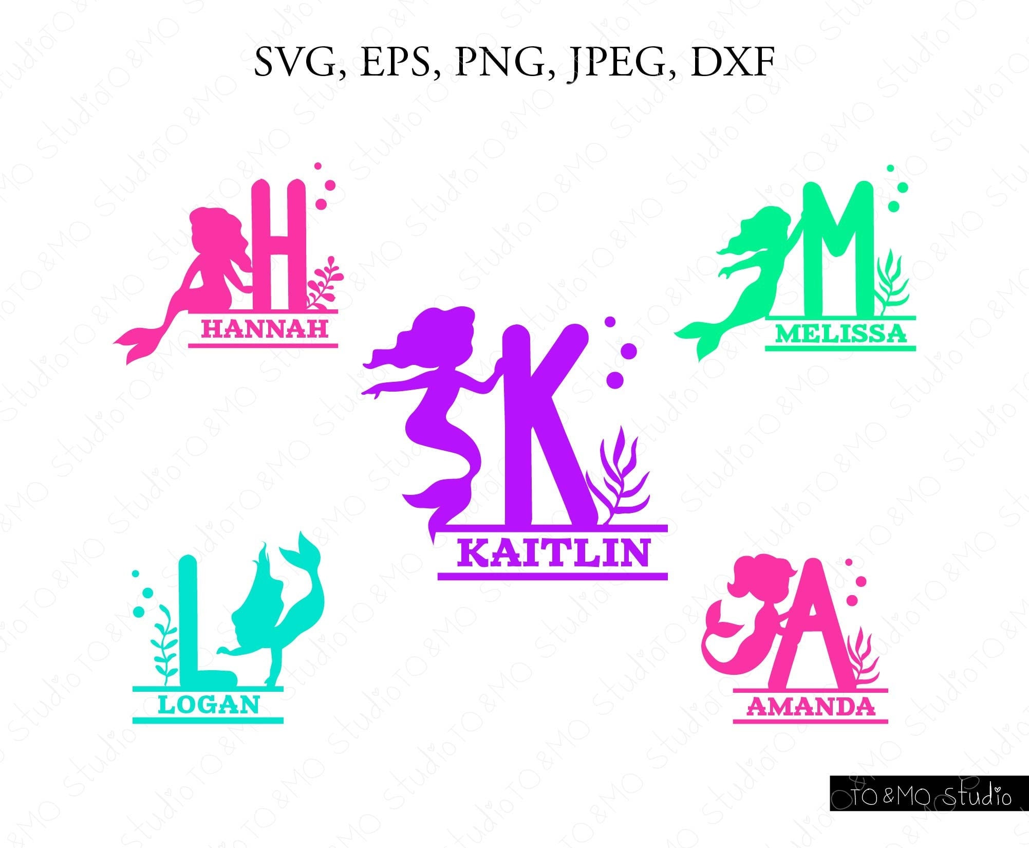 Mermaid Monogram Svg Mermaid Monogram Alphabet Svg Mermaid - Etsy