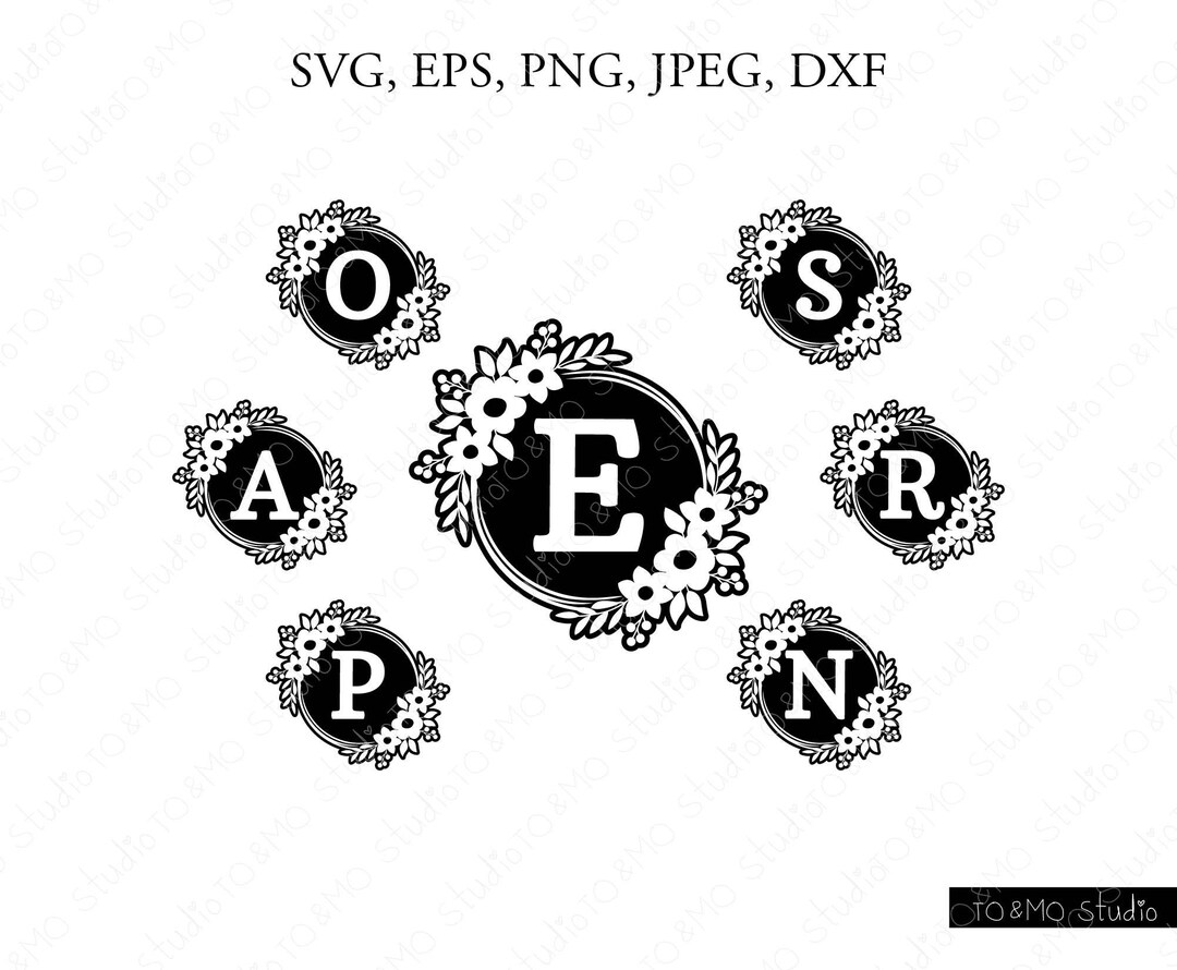 Monogram Svg, Monogram Alphabet Svg, Monogram Clipart, Flower Alphabet ...