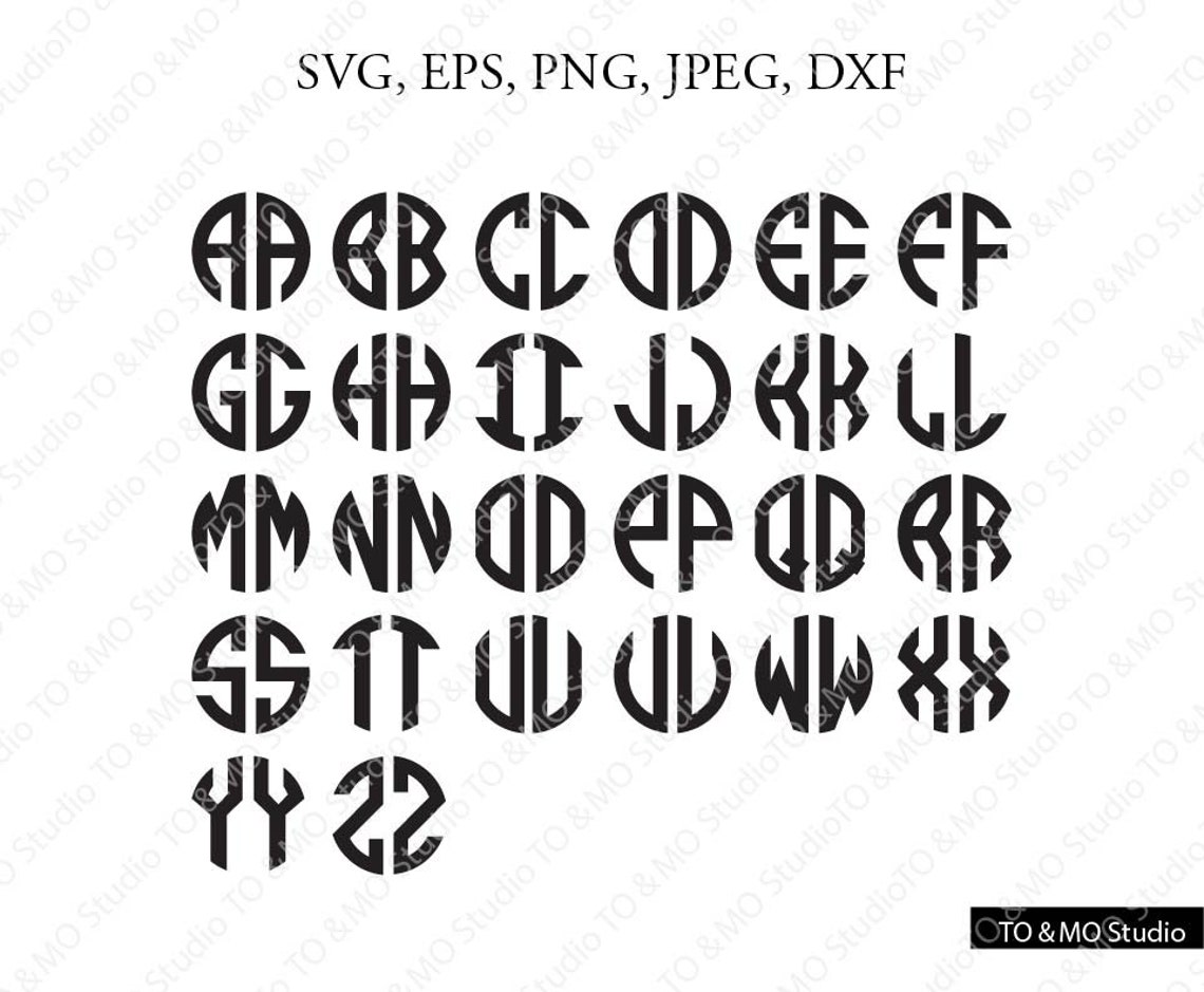 Monogram 2 letters Svg Monogram Alphabet 2 letters Circle | Etsy