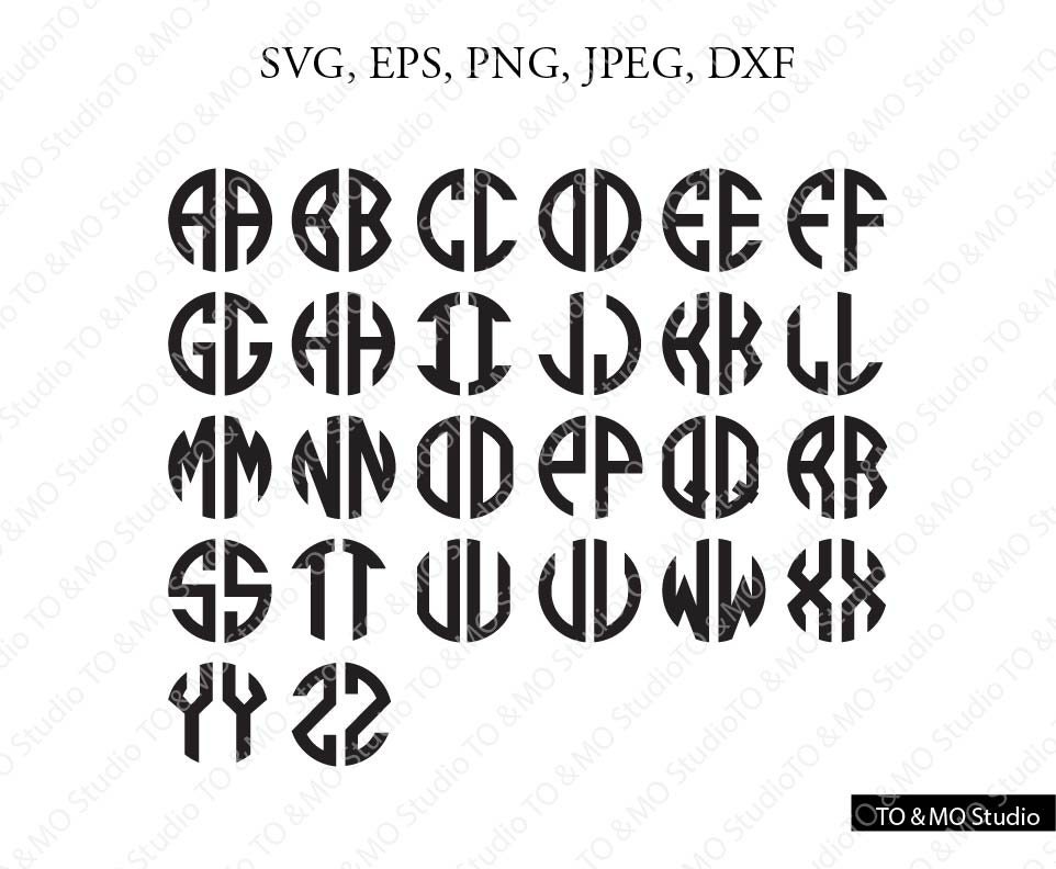 Monogram 2 letters Svg Monogram Alphabet 2 letters Circle | Etsy