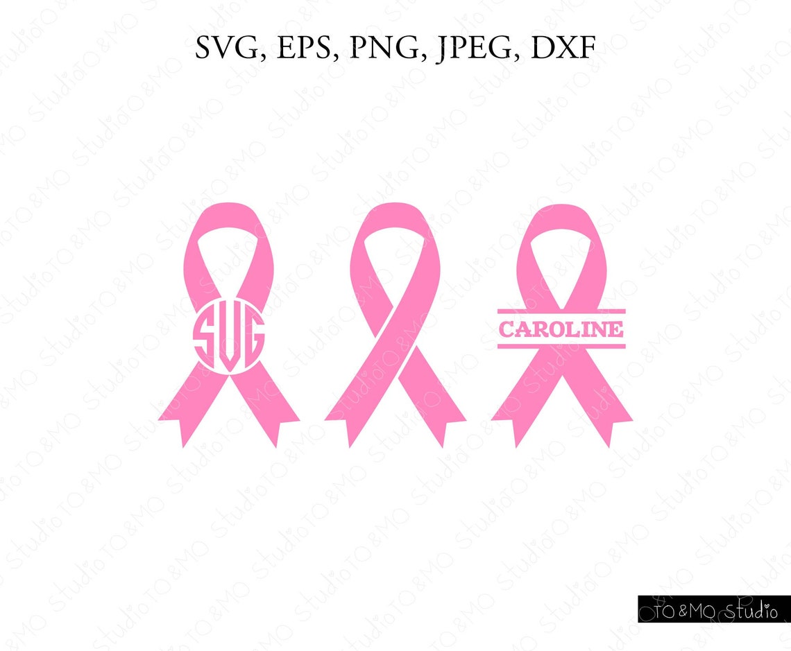 Cancer Ribbon SVG Pink Ribbon Svg Cancer Ribbon Monogram - Etsy