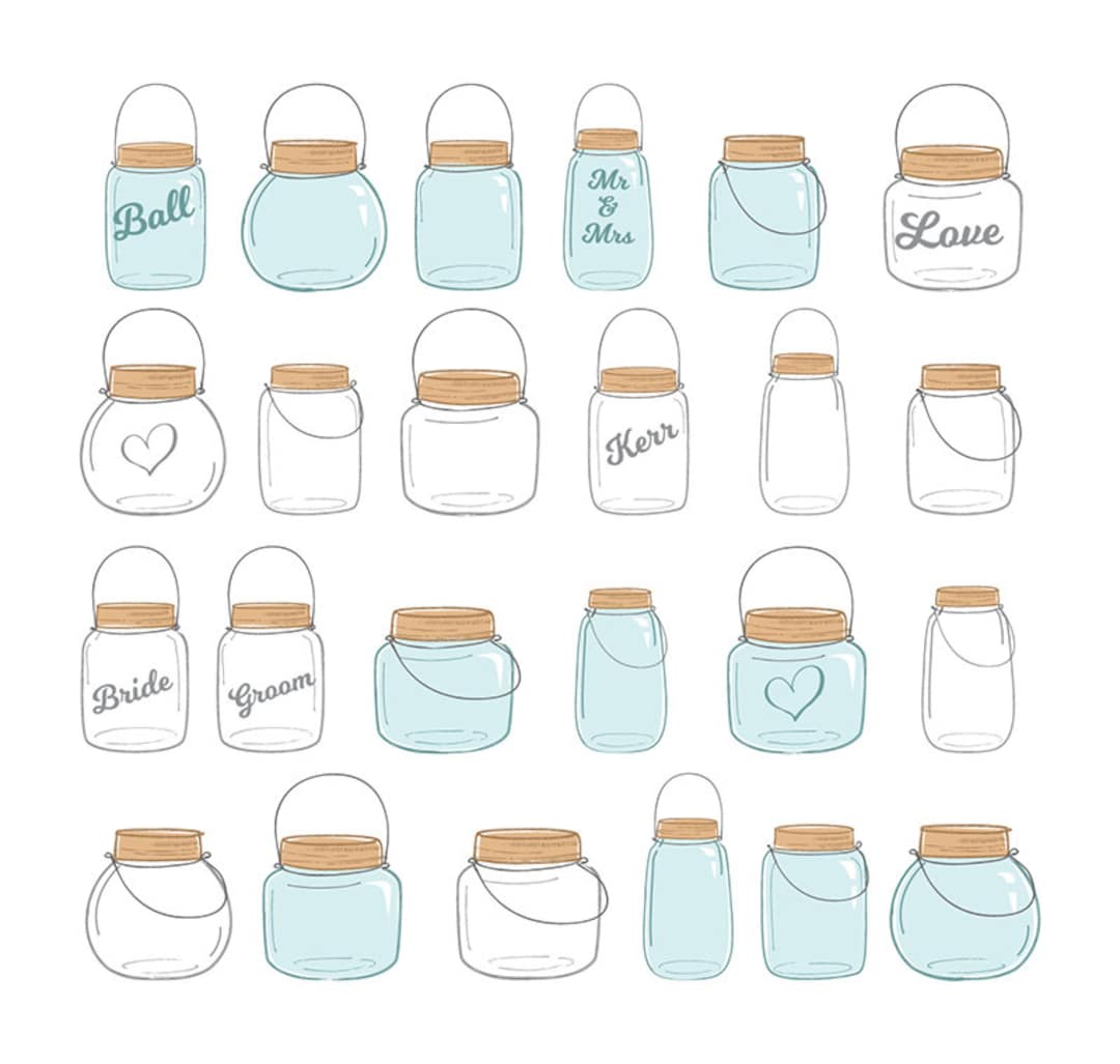 Mason Jars Clip Art & Vectors - Invitation, Crafting, Baby Shower, Web ...