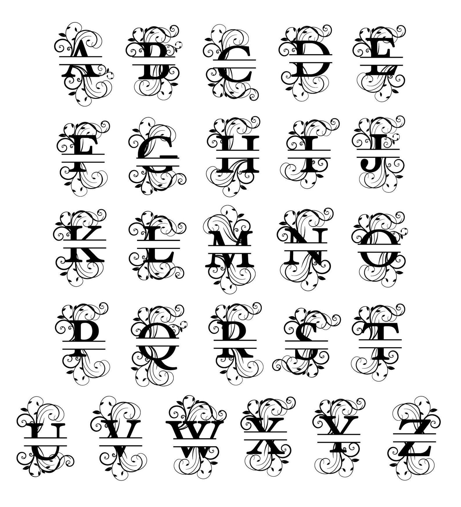 Monogram Svg, Monogram Alphabet Svg, Monogram Clipart, Flourish ...